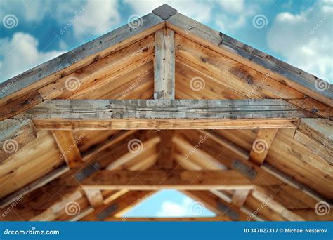 Estructura De Techo De Madera De Una Casa Privada Imagen De Archivo