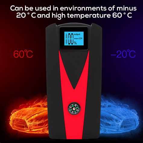 Mah Dual Usb Car Jump Starter Lcd Auto Battery Booster Portable Power Pack With Jumper
