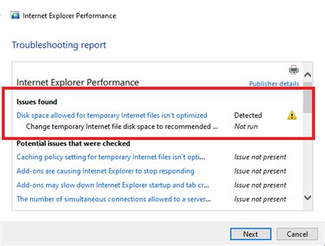 Internet Explorer Performance And Safety Troubleshooters