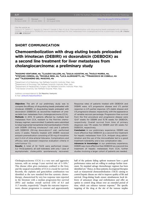 Pdf Chemoembolization With Drug Eluting Beads Preloaded With Irinotecan Debiri Vs