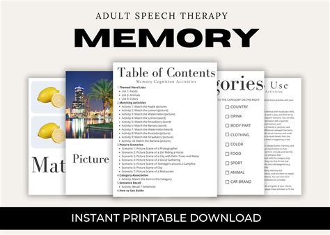 Cognitive Memory Communication Therapy Activities For Adult Speech Therapy Enhance Memory