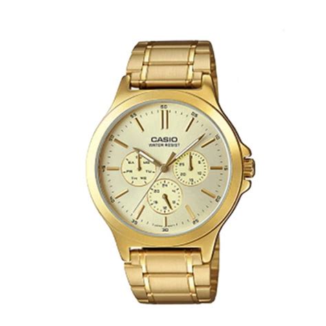 Casio นาฬิกาข้อมือผู้ชาย สายสแตนเลส สีทอง รุ่น Mtp V300gmtp V300g 1amtp V300g 7amtp V300g 9a