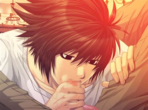 rule 34 censored death note gay l lawliet light yagami male oral tagme yaoi 246531