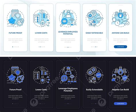 Onboarding Screen For Mobile App Featuring Night And Day Modes With No Code Required Vector