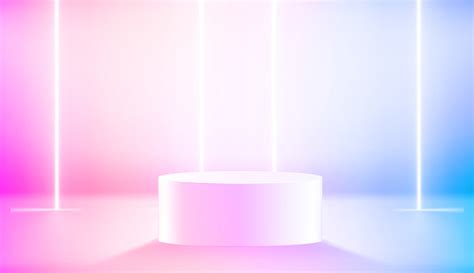 쇼케이스와 네온 램프가 있는 생생한 객실입니다 광고에 대한 현실적인 쇼케이스 3d 스타일 벡터 일러스트 레이 션 3차원 형태에 대한 스톡 벡터 아트 및 기타 이미지 Istock