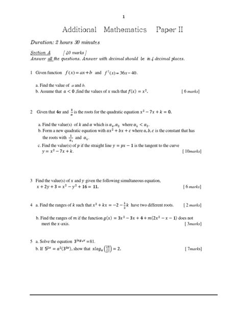 Additional Mathematics Q Pdf Function Mathematics Quadratic Equation