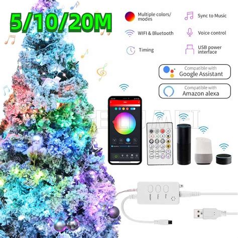 5 10 20m Rgb Smart String Light Diy Led Fairy Lights Programmable Usb