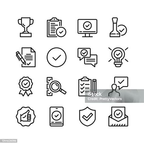 줄 아이콘을 승인합니다 윤곽 선상 간단한 그래픽 요소 현대적인 선형 스타일 블랙 픽토그램 컬렉션세트 벡터 선 아이콘 세트 1위에