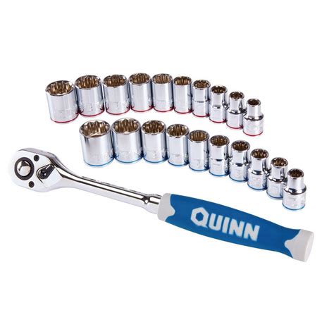 21 Pc 1 2 In Drive Sae And Metric Chrome Socket And Ratchet Set