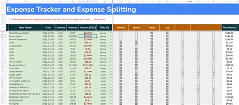 The Ultimate Expense Splitting Spreadsheet Johnny Africa