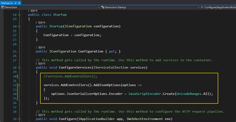 core 3 1 api 的 json 編碼設定