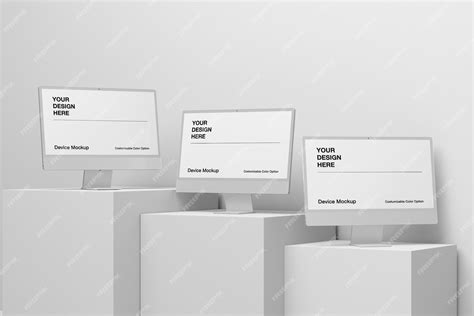 Premium Psd Computer Mockup With Shadow Background And Realistic Scene Customizable Background