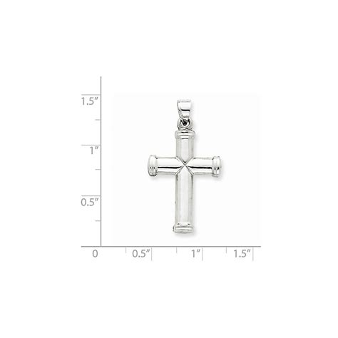 14k White Gold Hollow Polished Religious Faith Cross Pendant Necklace