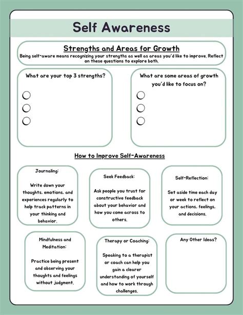 Self Awareness Etsy Strengths And Weaknesses Worksheet Strenghts