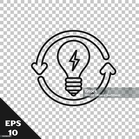 검은 선 투명 한 배경에 격리 번개 기호 아이콘 재활용 및 전구 등등 표지판 아이디어 기호입니다 벡터 일러스트레이션 0명에 대한 스톡 벡터 아트 및 기타 이미지 Istock
