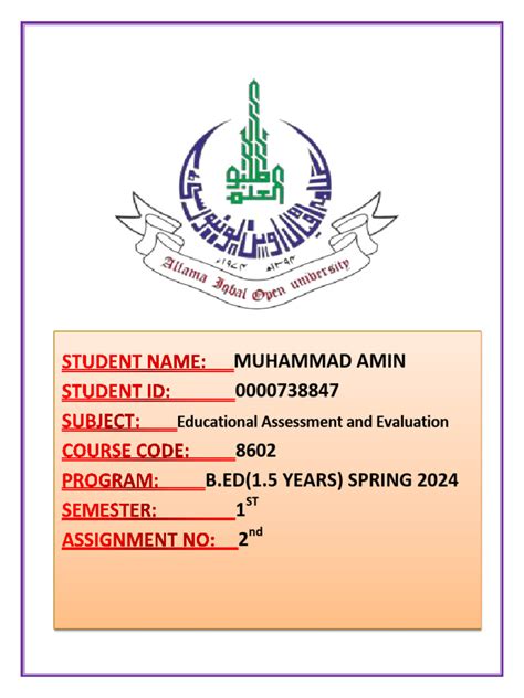 8602 Assignment B Ed Aiou For Making Assignment Contact 03077892369
