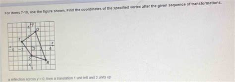 For Items 7 10 Use The Figure Shown Find The Coordinates Of The Specified Vertex After T Math
