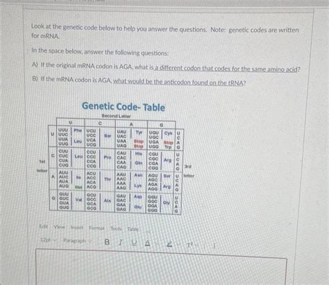 Solved Look At The Genetic Code Below To Help You Answer The Chegg Com