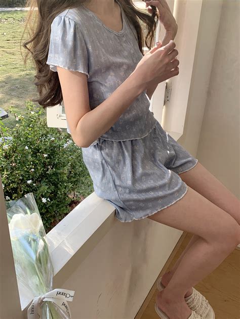 쁘렌디 직진🚀 샬롯 크롭st 여름 잠옷 반팔 파자마 세트 3color