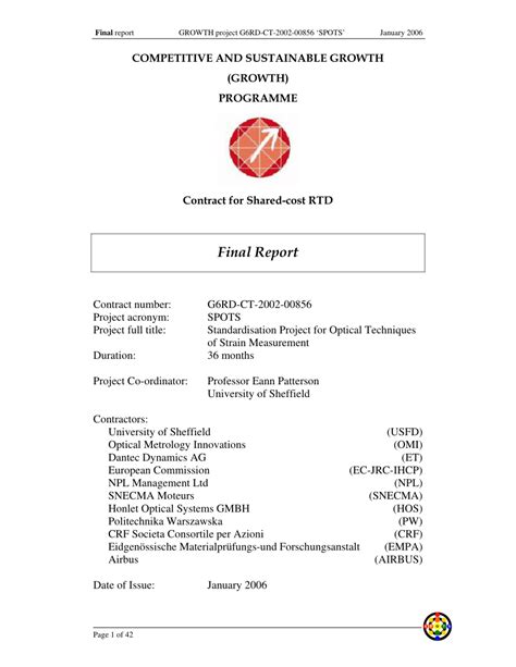 Pdf Standards Project For Optical Techniques Of Strain Measurement
