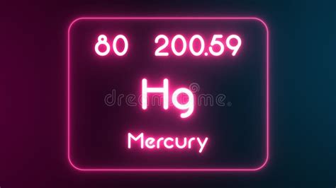 Modern Periodic Table Mercury Element Neon Text Illustration Stock