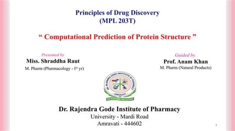 Computational Prediction Of Protein Structure Pptx