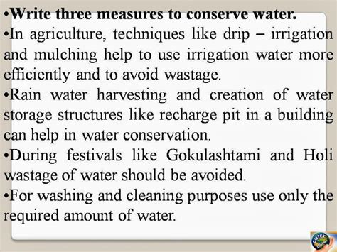omtex classes write three measures to conserve water