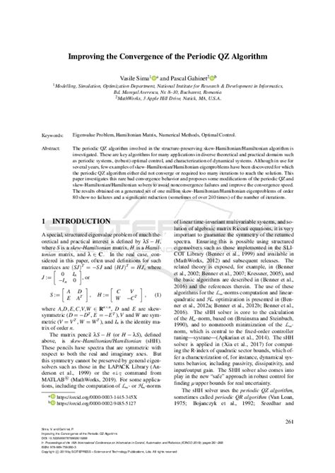 Pdf Improving The Convergence Of The Periodic Qz Algorithm