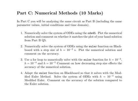 Part C Numerical Methods 10 Marks In Part C You