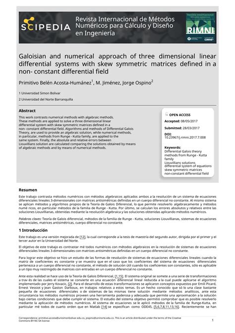 Pdf Galoisian And Numerical Approach Of Three Dimensional Linear Differential Systems With