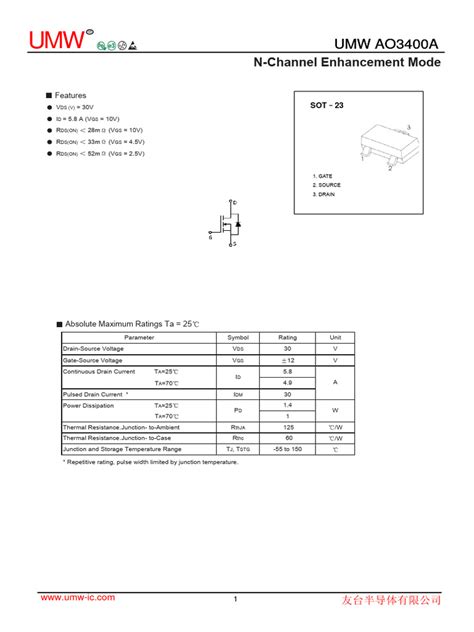 Ao3400 Pdf Field Effect Transistor Diode