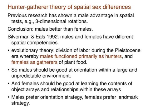 hunter gatherer theory of spatial sex differences ppt download