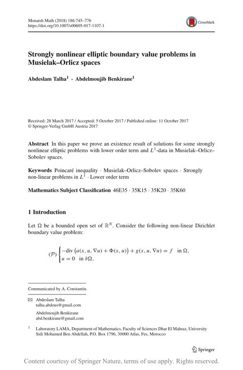 Strongly Nonlinear Elliptic Boundary Value Problems In Musielak Orlicz Spaces Request Pdf