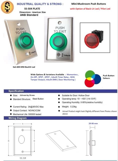 green exit button sek 600 led mushroom double pole push button at ₹ 1095 piece in gurgaon
