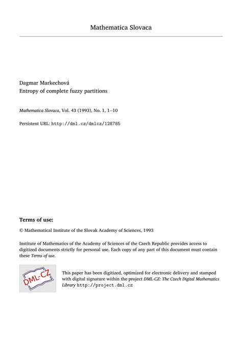 Pdf Entropy Of Complete Fuzzy Partitions