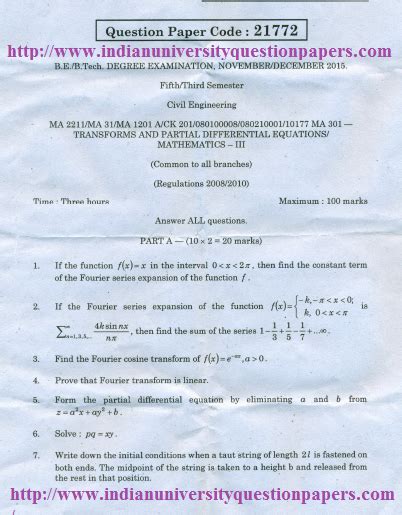 MA2211 TPDE Nov Dec 2015 Question Paper University Question Papers