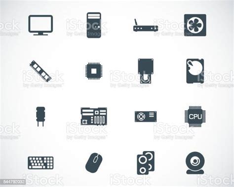 벡터 블랙힐스 Pc 구성 아이콘 세트 Cpu에 대한 스톡 벡터 아트 및 기타 이미지 Cpu Usb 케이블 감시 Istock