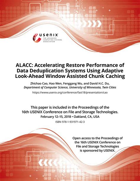 Pdf Alacc Accelerating Restore Performance Of Data Deduplication Systems Using Adaptive Look