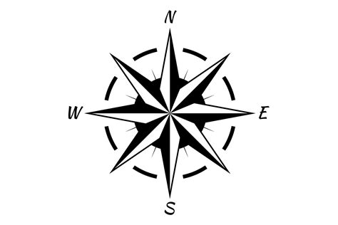Compass Wind Rose Black Map Navigation Graphic By Yummybuum · Creative