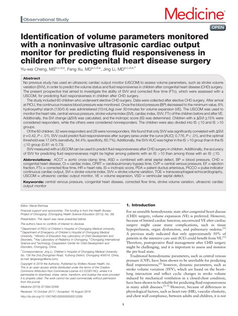 Pdf Identification Of Volume Parameters Monitored With A Noninvasive Ultrasonic Cardiac Output