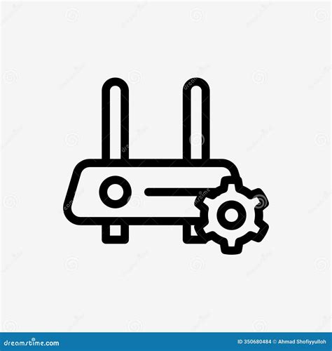 Icon Line Modem Internet Setting Gear Symbol Vector Illustration