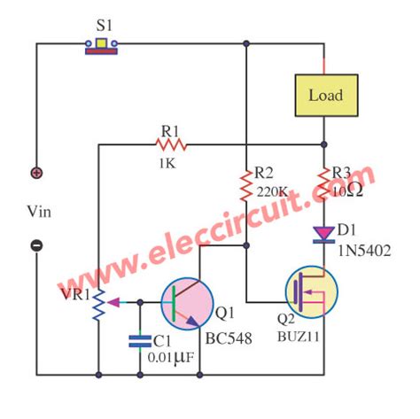 FET Overload Current Protection Elec Circuit Electronic Circuit Projects Learning