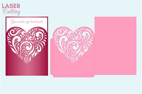 패턴 하트가 있는 레이저 컷 포켓 봉투 절단용 템플릿입니다 레이스 하트와 결혼식 초대또는 발렌타인 인사말 카드 모형 결혼식에 대한 스톡 벡터 아트 및 기타 이미지 Istock