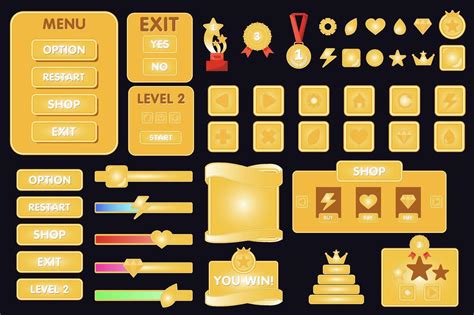 Interface Game Buttons Mega Set Elements In Flat Graphic Design