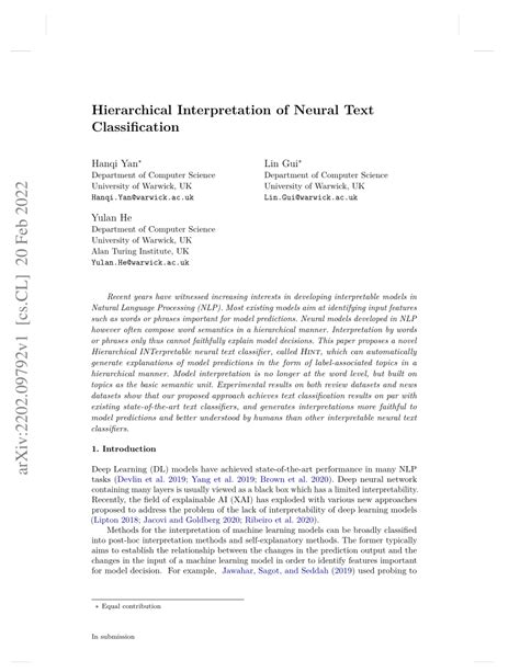 Pdf Hierarchical Interpretation Of Neural Text Classification