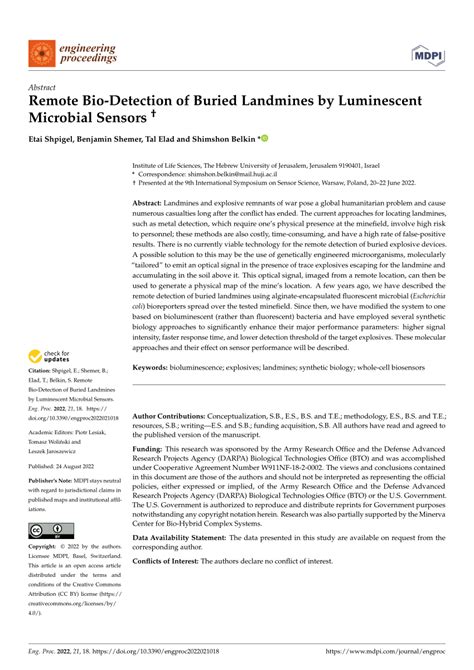 pdf remote bio detection of buried landmines by luminescent microbial
