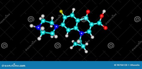 Ciprofloxacin Molecular Structure Isolated On Black Stock Illustration Illustration Of Atoms