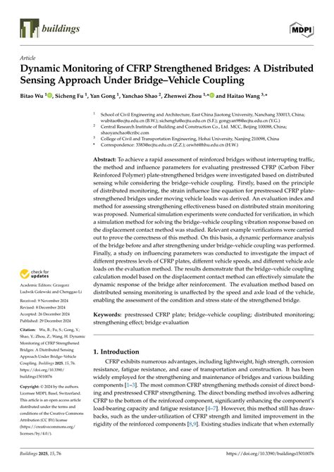 Pdf Dynamic Monitoring Of Cfrp Strengthened Bridges A Distributed Sensing Approach Under