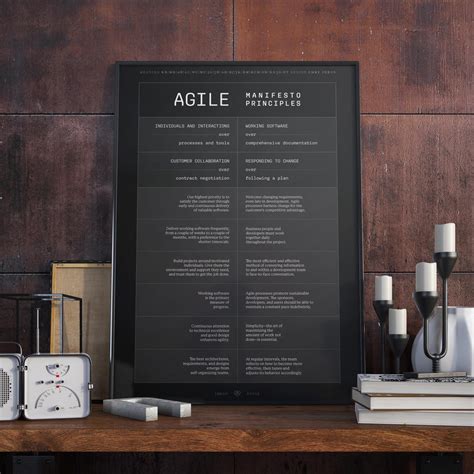 AGILE Manifesto Principles Twelve Agile Values Scrum Master DARK Printed Poster Etsy