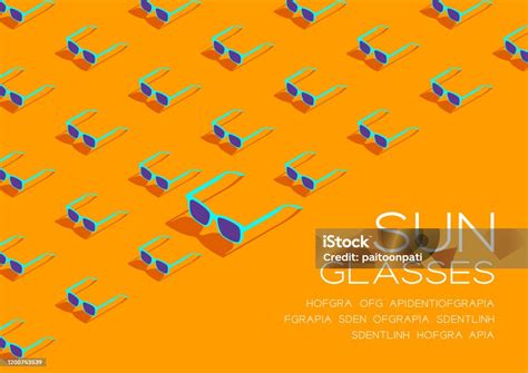 선글라스 3d 아이소메트릭 패턴 안경 패션 제품 컨셉 포스터 및 소셜 배너 포스트 가로 디자인 일러스트레이션 주황색 배경에 복사 공간 벡터 Eps 10 선글라스에 대한 스톡